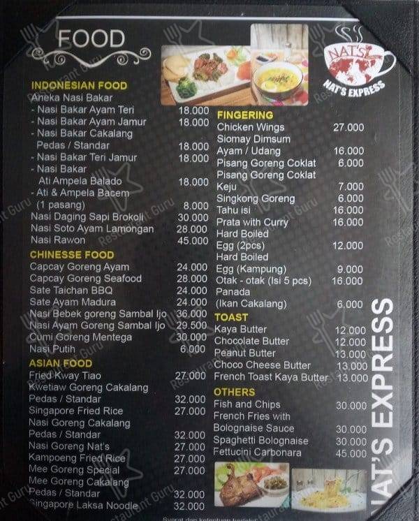 Menu at Nat's Express Kalibata City restaurant, Jakarta, Apartemen ...