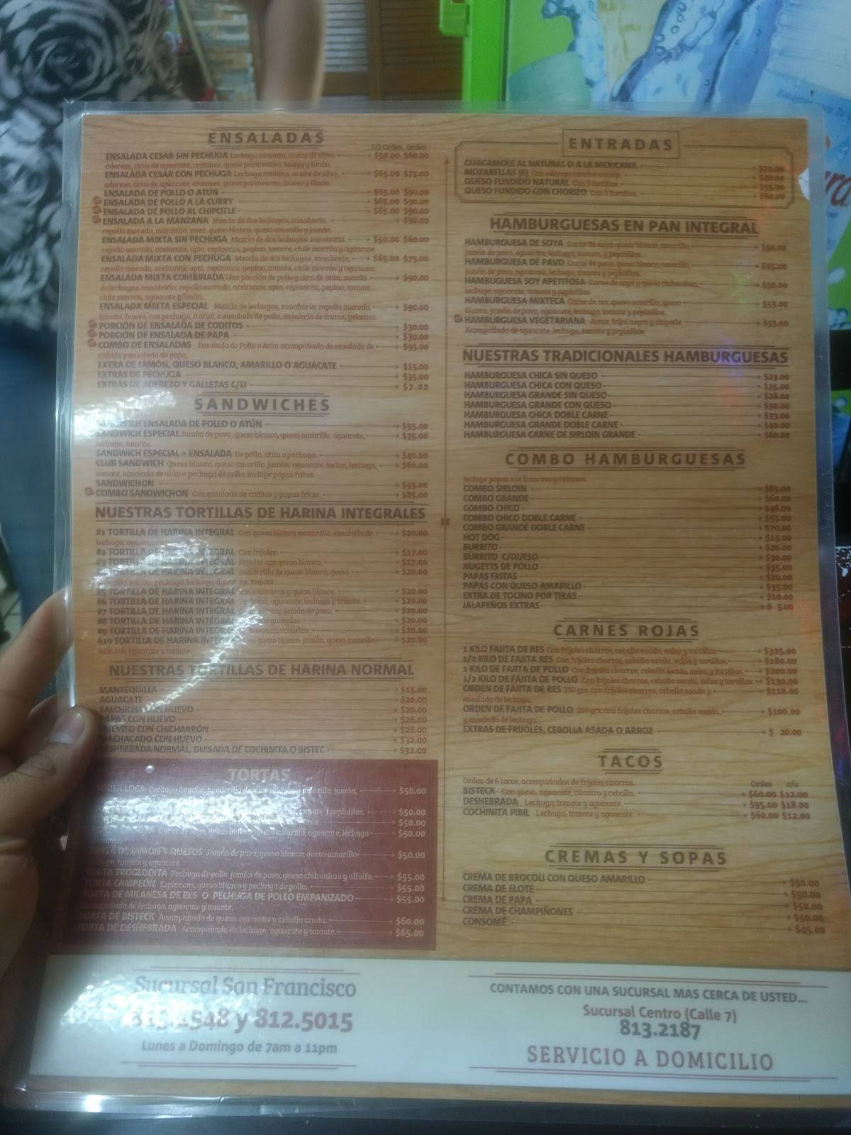 Carta del restaurante Natural House, Matamoros, Calle Dieciocho 1102