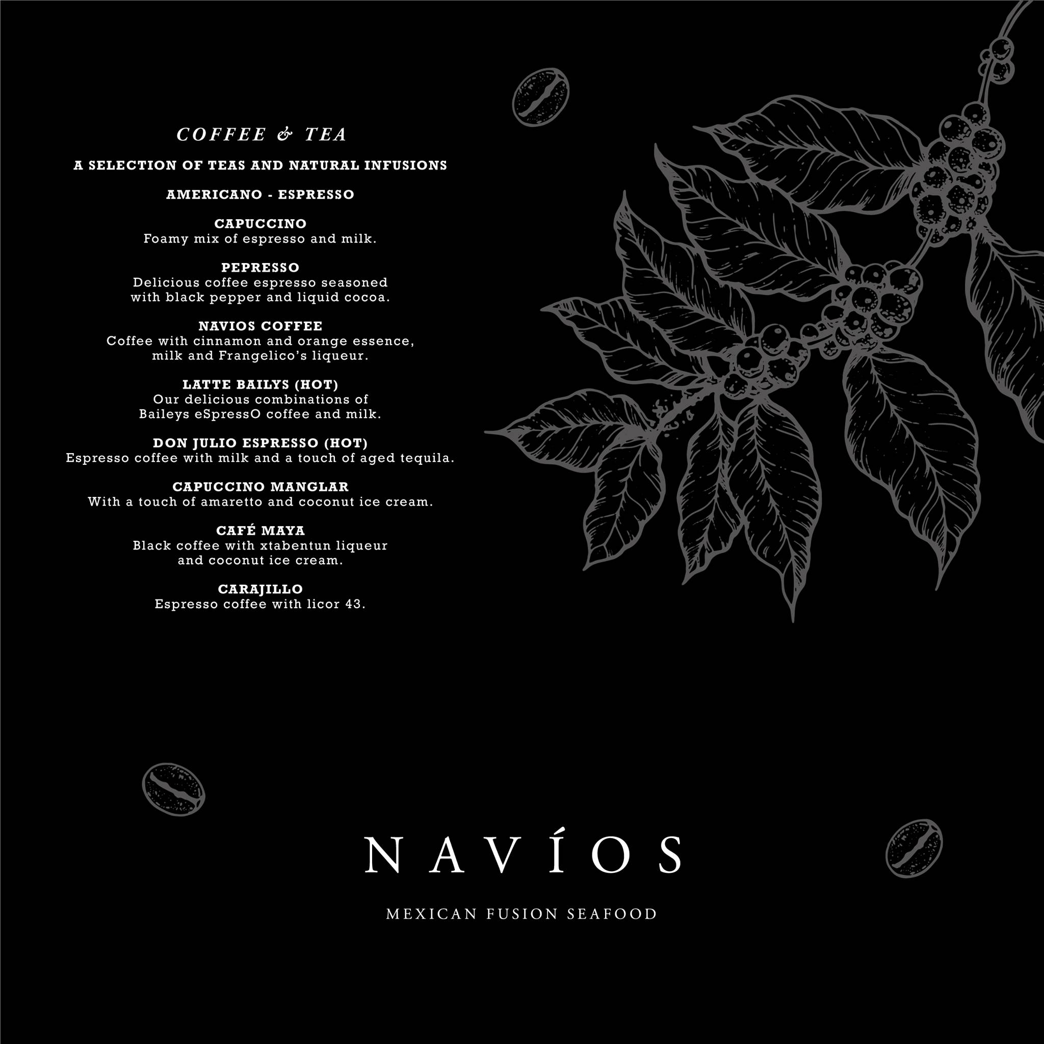 Menu at Navíos restaurant, Cancún