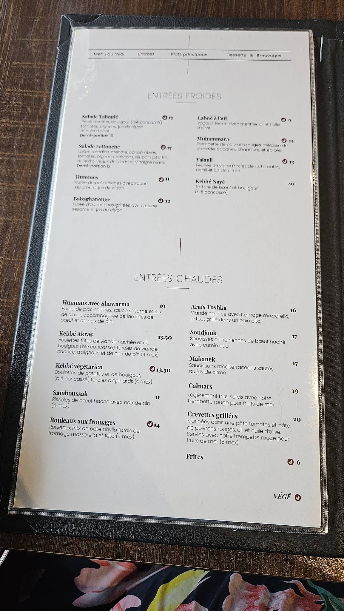 Menu at Nazareth restaurant, Laval, 550 Bd du Curé-Labelle