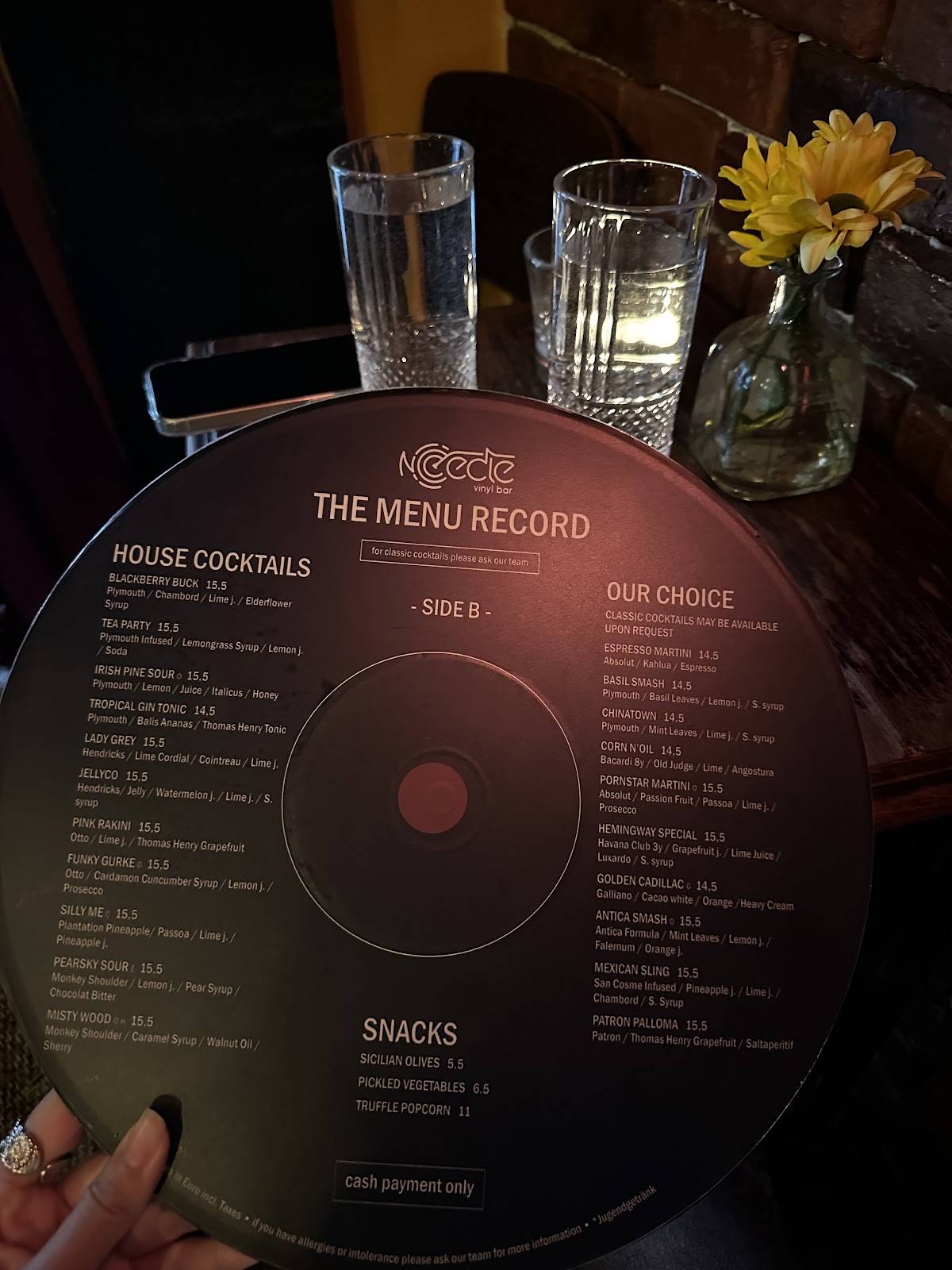 Menu at Needle Vinyl Bar, Vienna