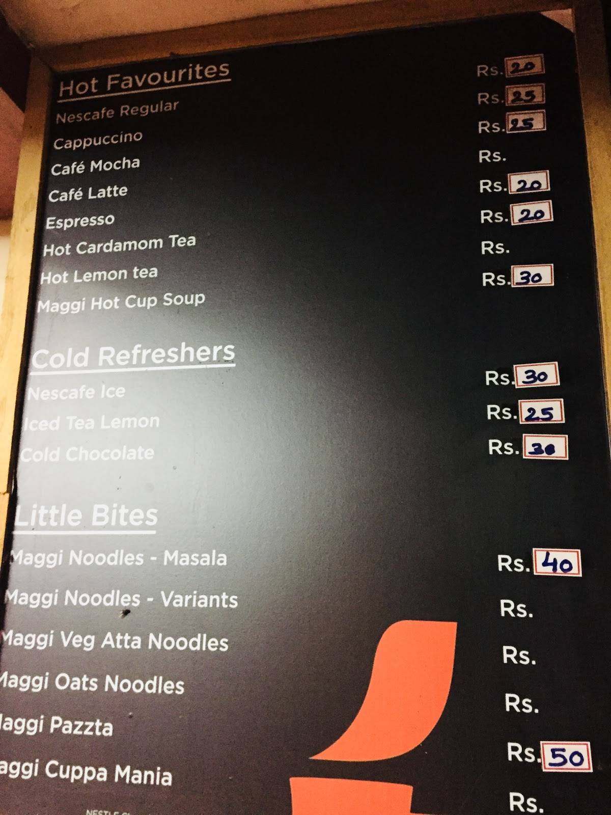 Menu at Nescafe, Ahmedabad, 2GJX+33G