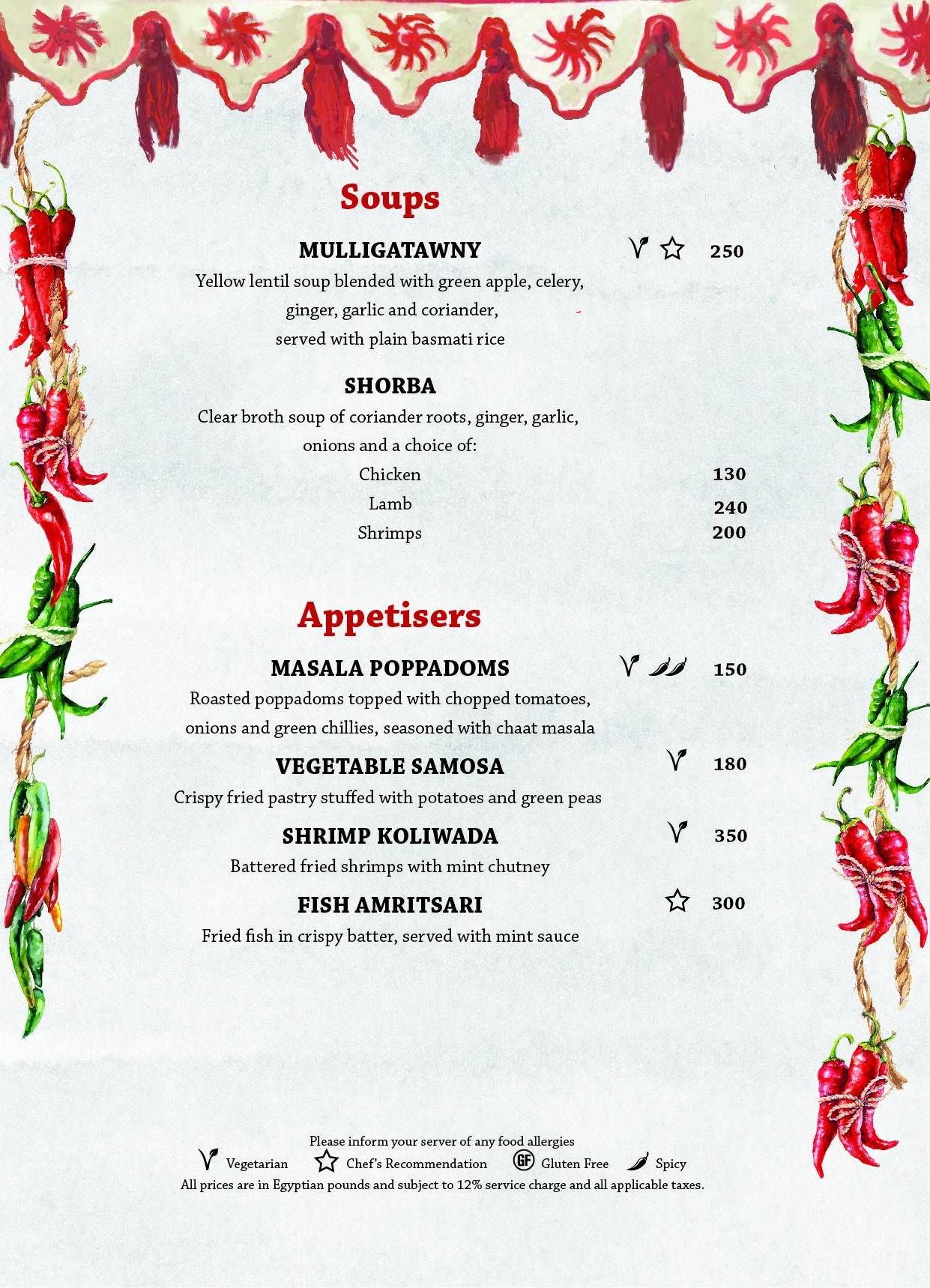 Menu at Tao - Dusit Thani restaurant, Cairo