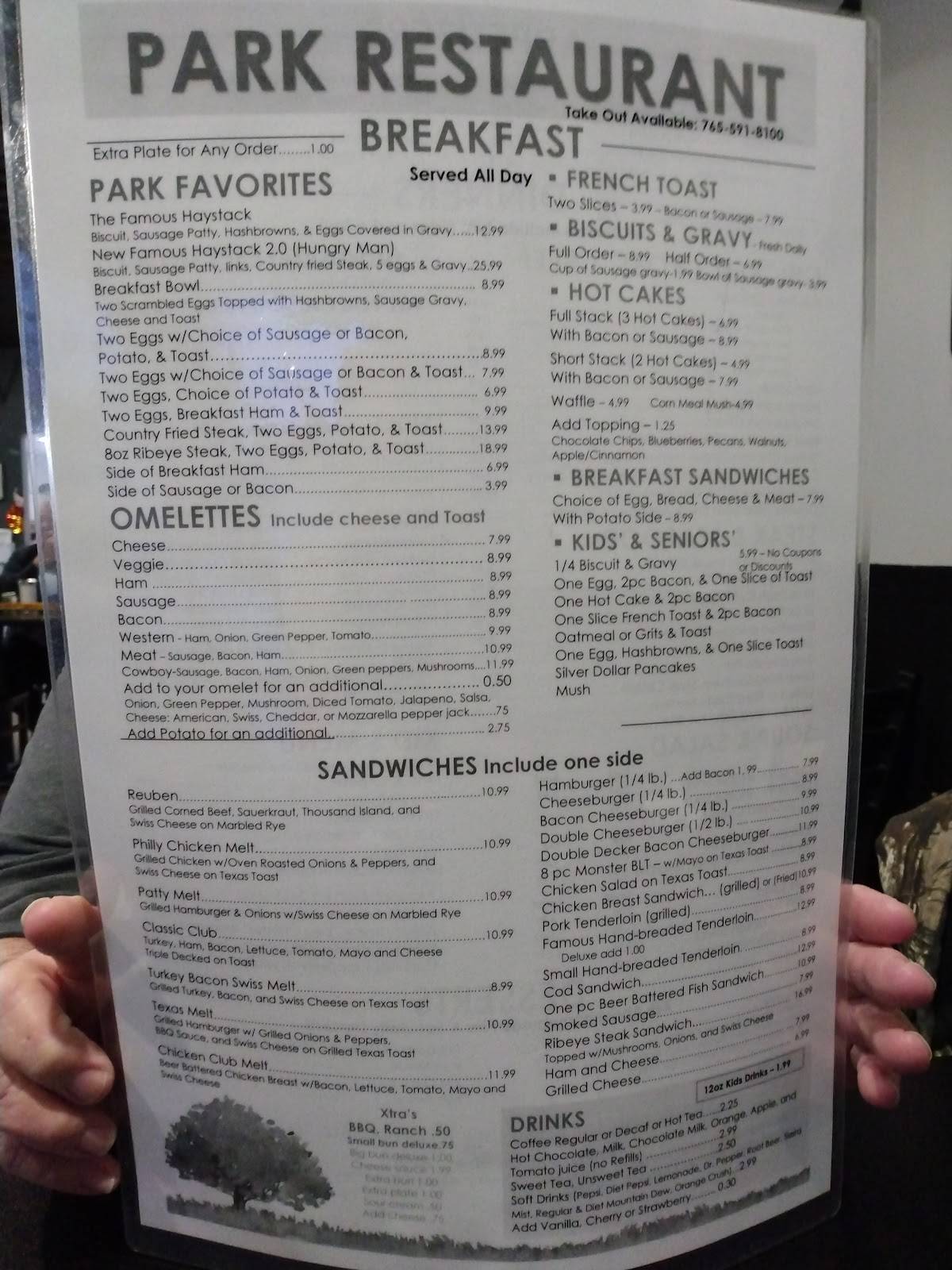 Menu at Park Restaurant, New Castle, S Memorial Dr