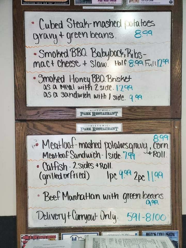 Menu at Park Restaurant, New Castle, S Memorial Dr