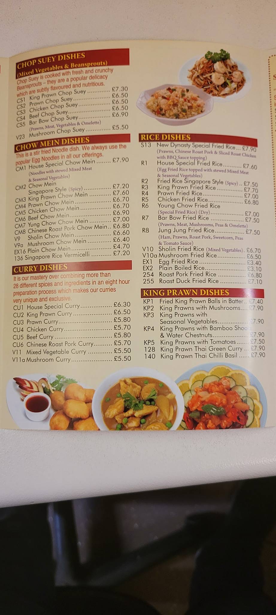 Menu at New Dynasty restaurant, Tadley