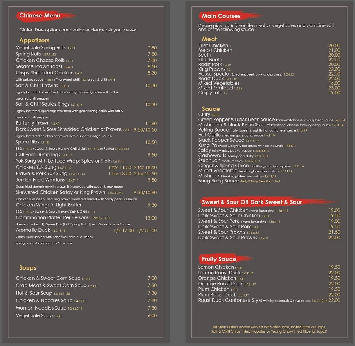 Menu at New Emperor Restaurant, Dublin