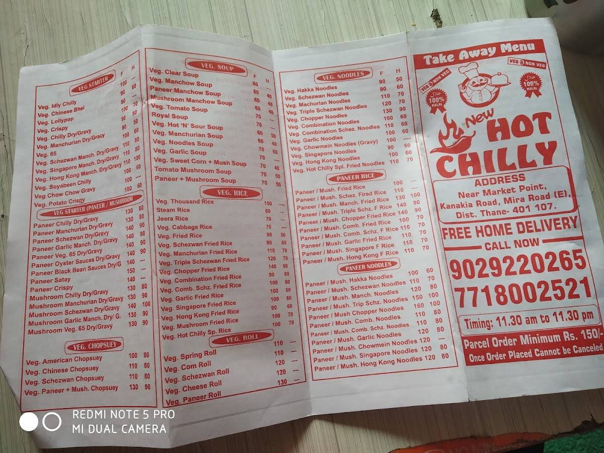 Menu at New Hot Chilies Chinese, Mumbai