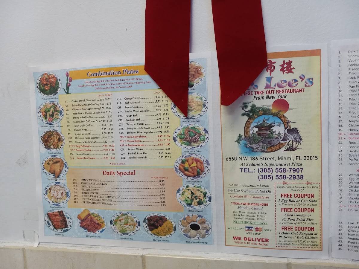 Menu at New Mr Lee's Chinese Restaurant, Hialeah