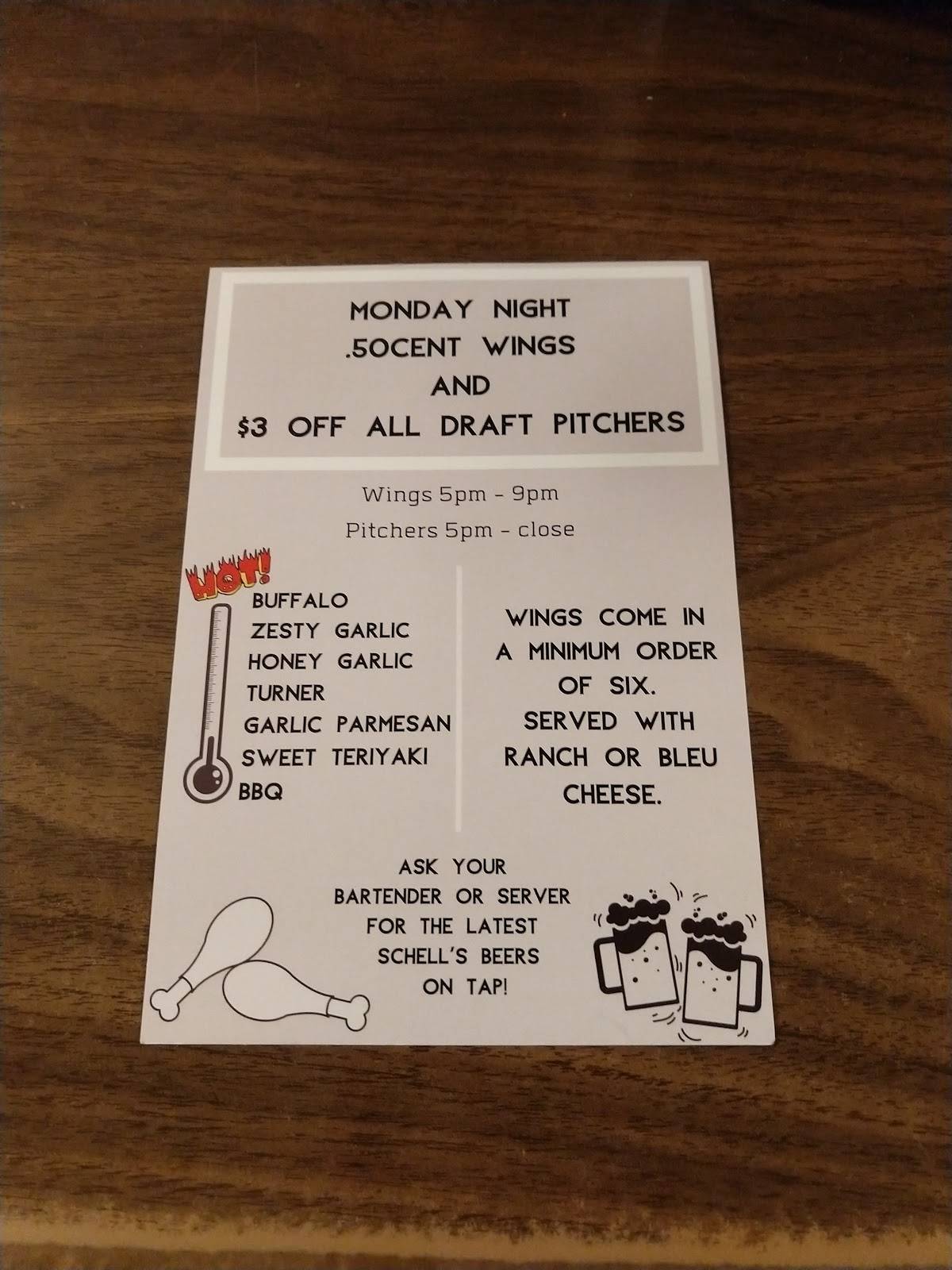 Menu at New Ulm Turner Hall pub & bar, New Ulm