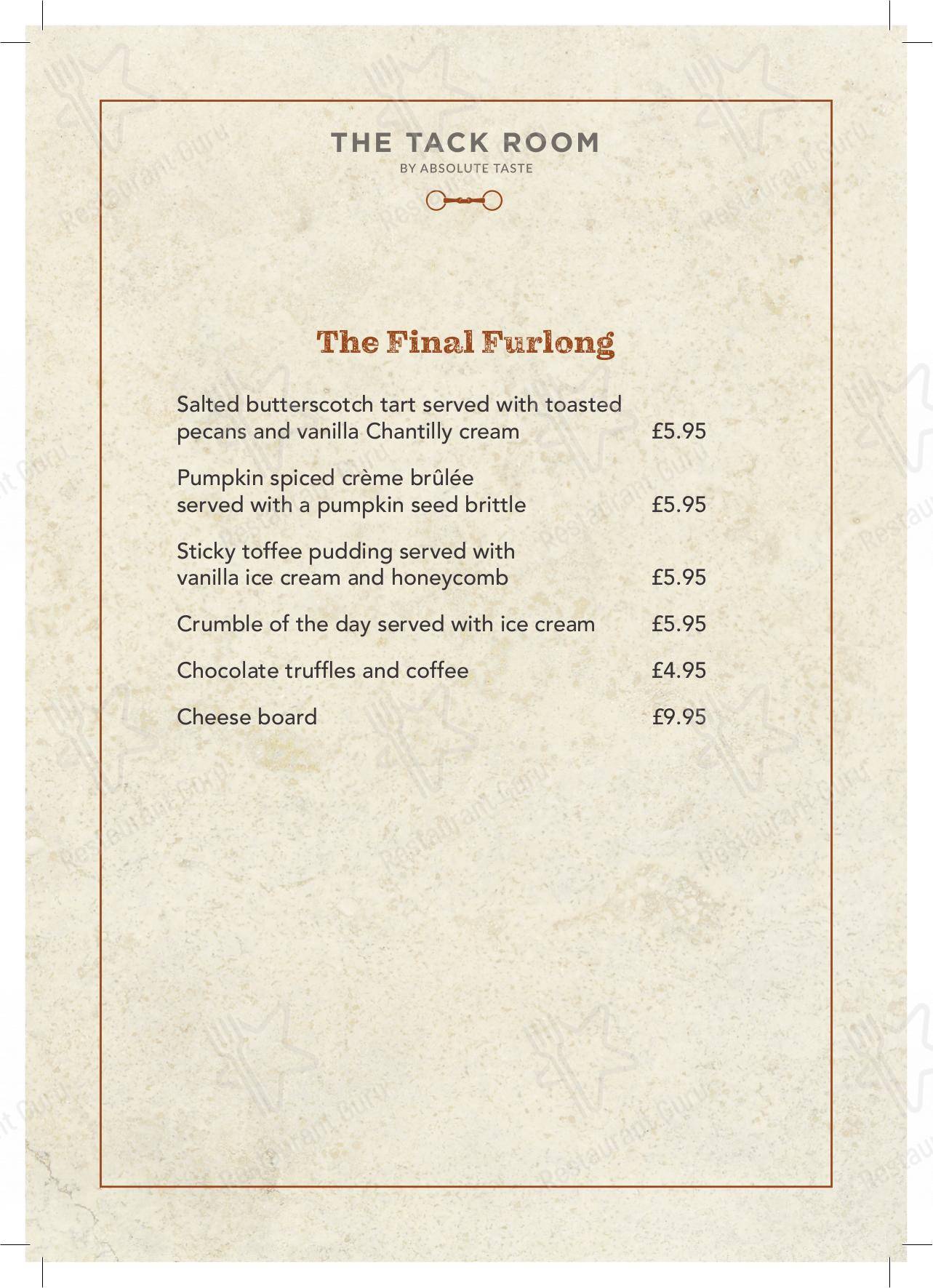 Menu at The Tack Room pub & bar, Newmarket