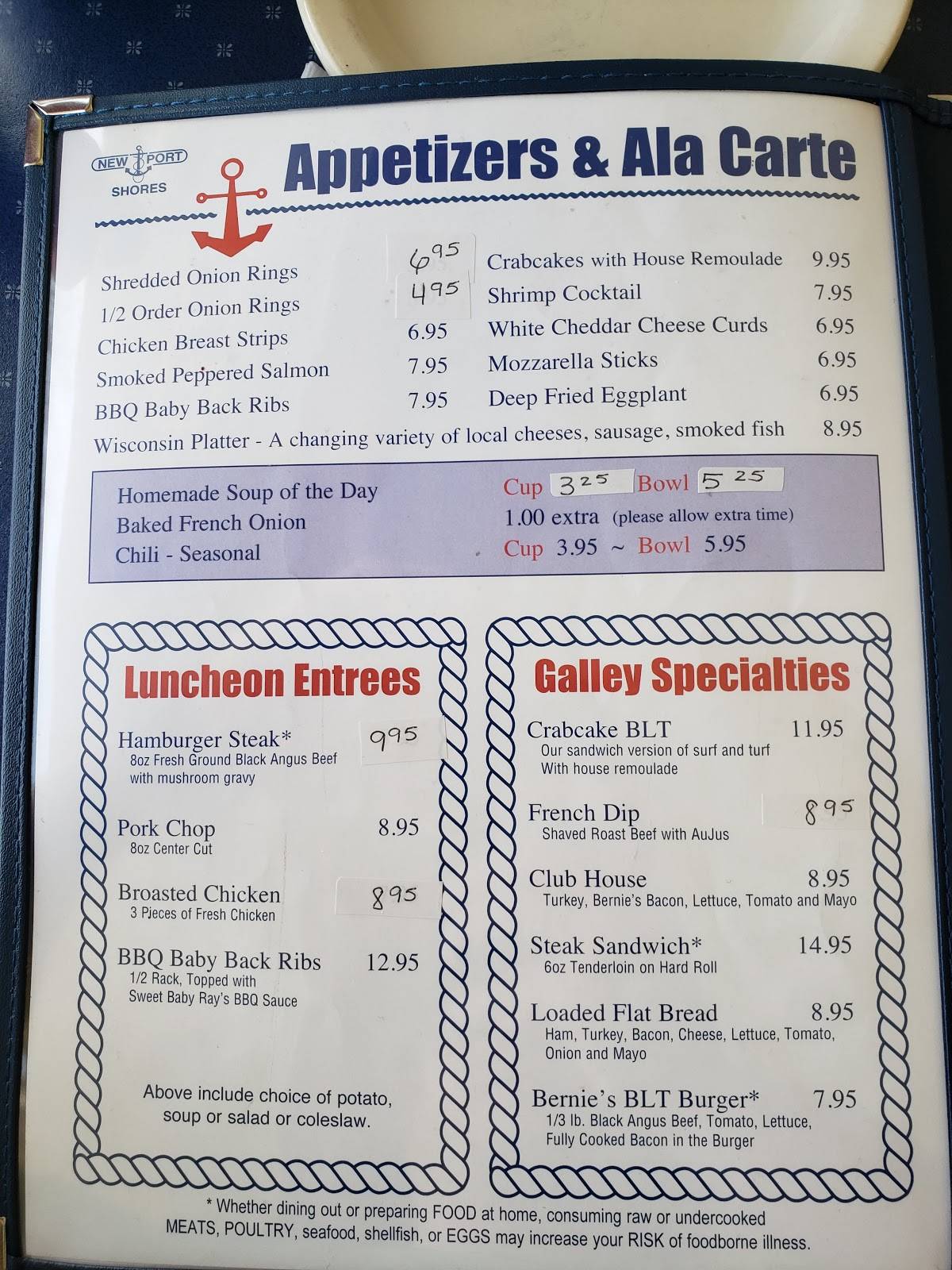 Menu at Newport Shores Restaurant, Port Washington