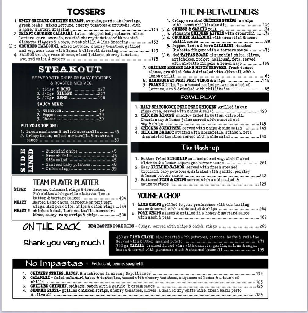 Menu at Next Chapter Restaurant, Durban