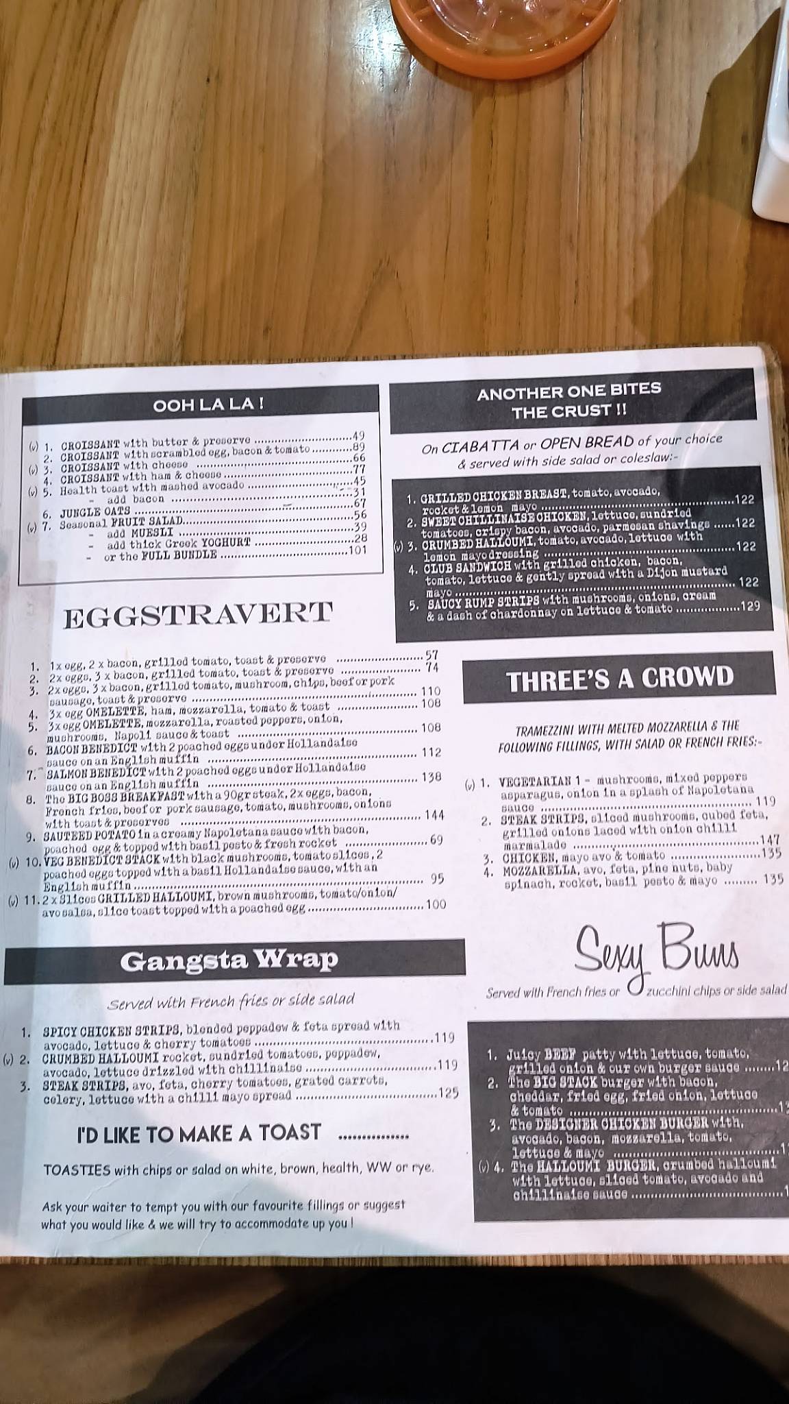 Menu at Next Chapter Restaurant, Durban