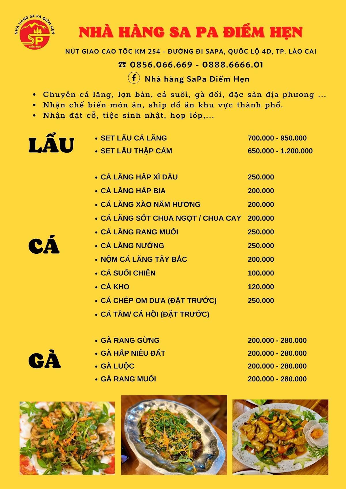 Menu at Nhà hàng SaPa Điểm Hẹn restaurant, Lao Cai