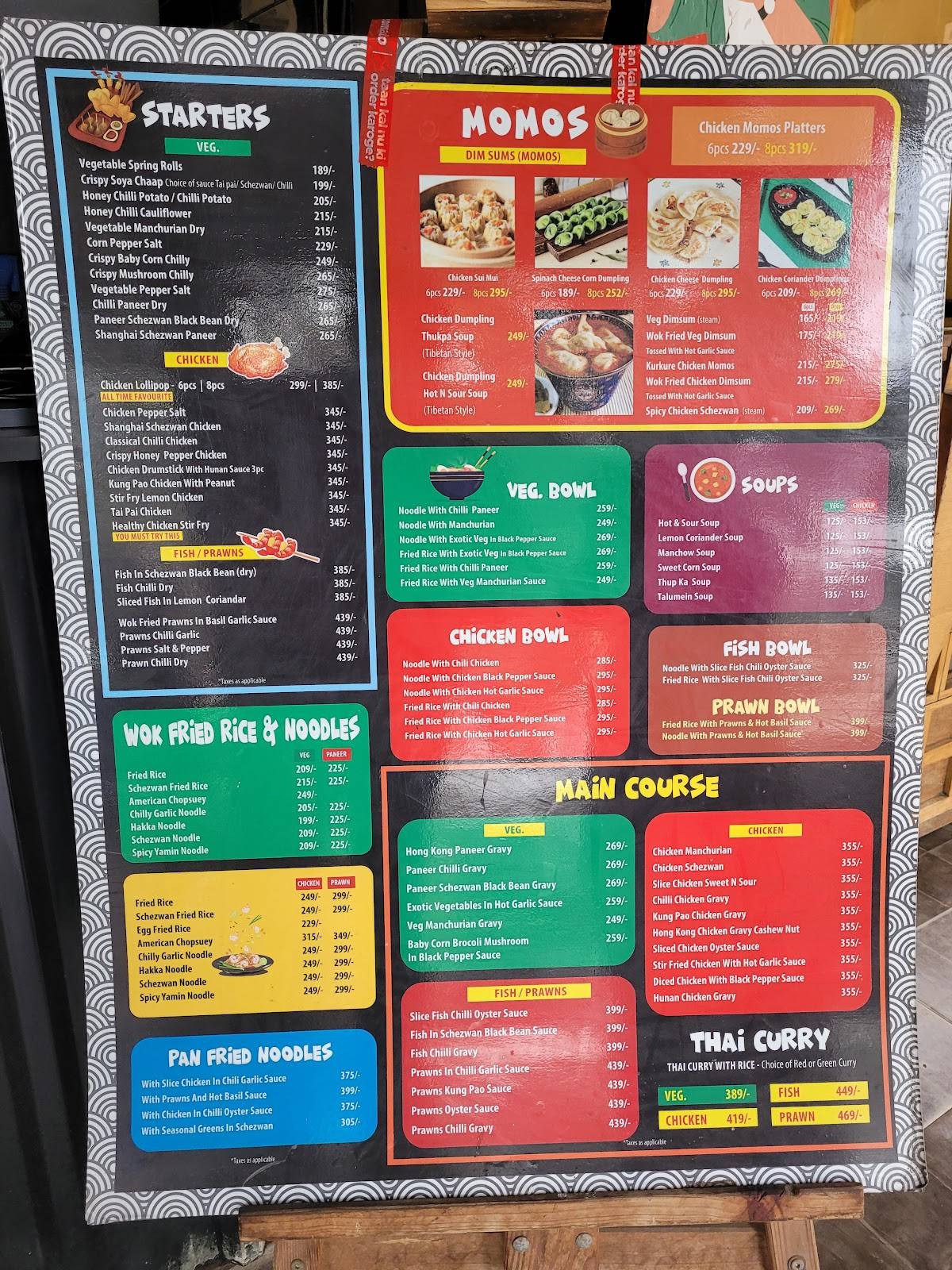 Menu at Ni Hao, Chandigarh, SCO 66