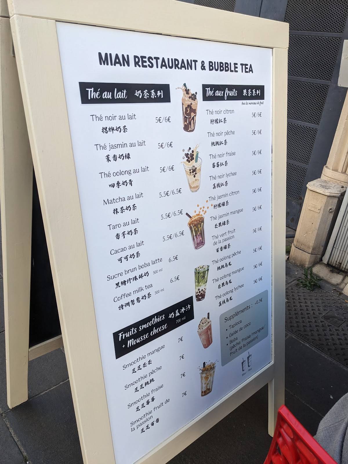 Menu at MIAN Restaurant Chinois & Bubble tea, Nice