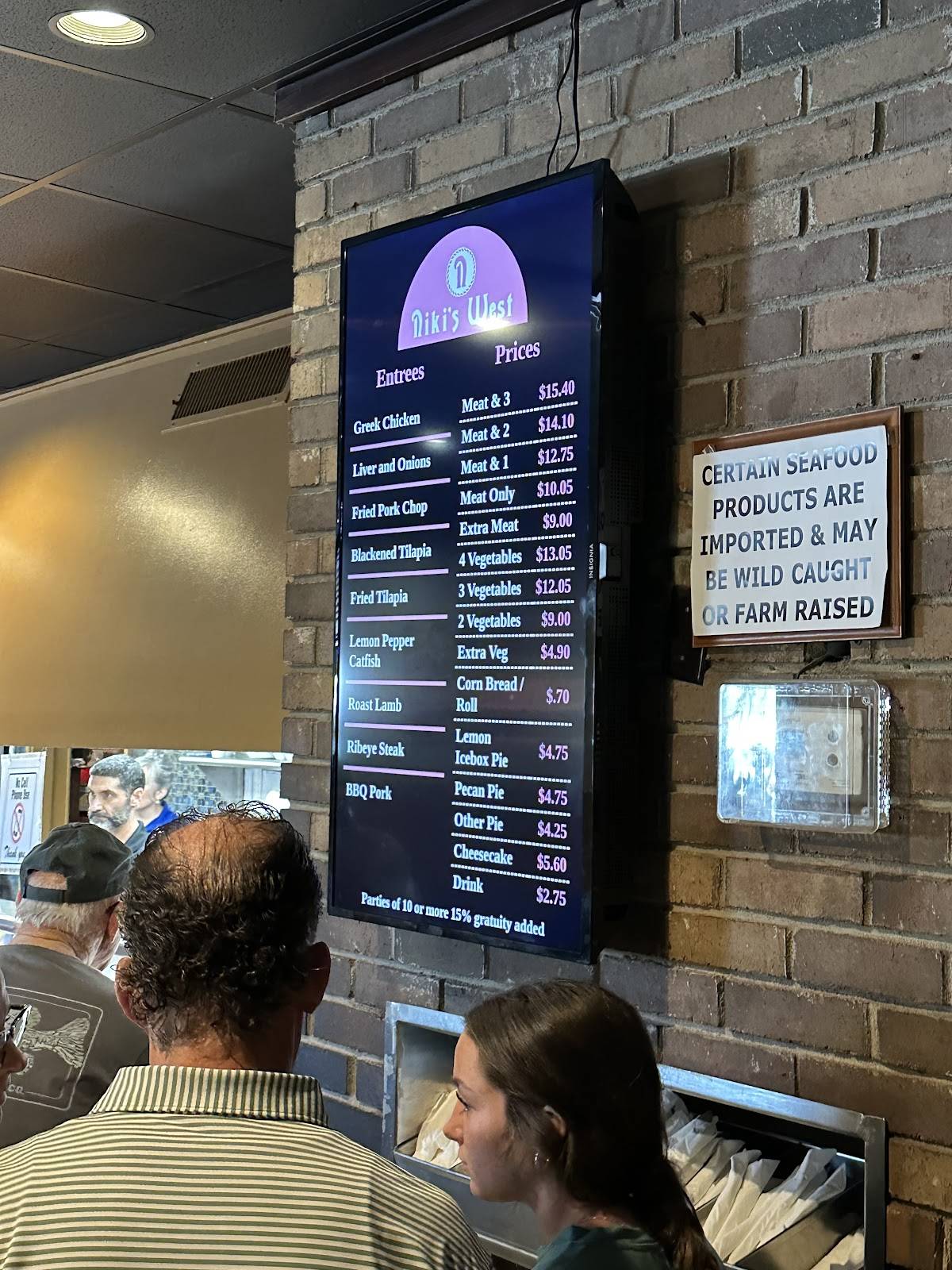 Menu at Niki's West steakhouse, Birmingham