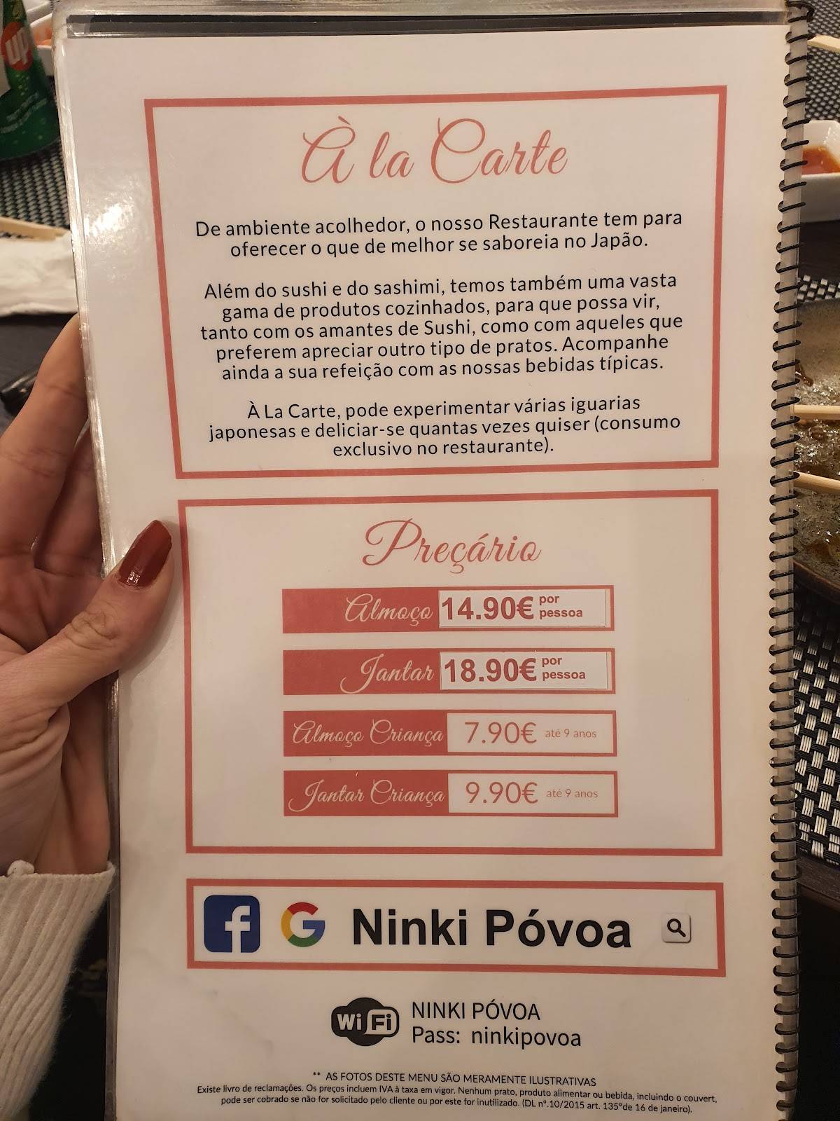Menu em Restaurante Japonês - NINKI PÓVOA, Povoa de Varzim
