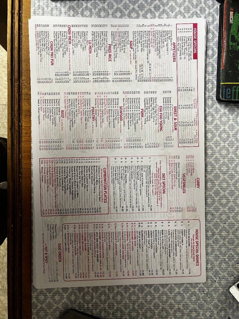 Menu at Ni's Wok restaurant, Ambridge