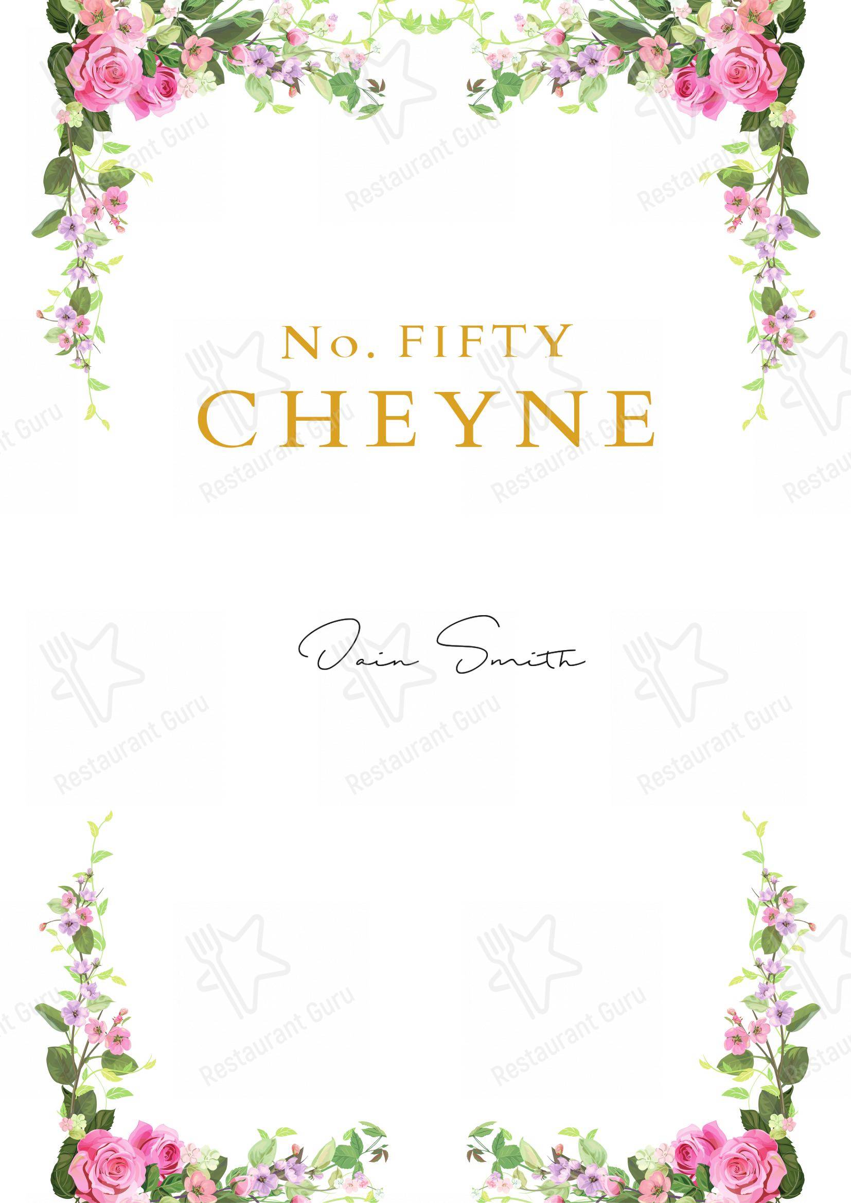Menu at No. Fifty Cheyne pub & bar, London, 50 Cheyne Walk