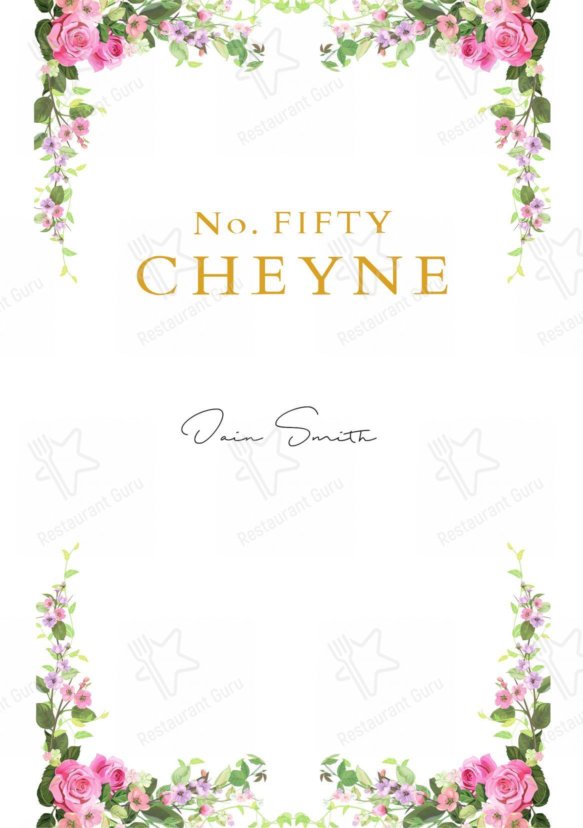 Menu at No. Fifty Cheyne pub & bar, London, 50 Cheyne Walk