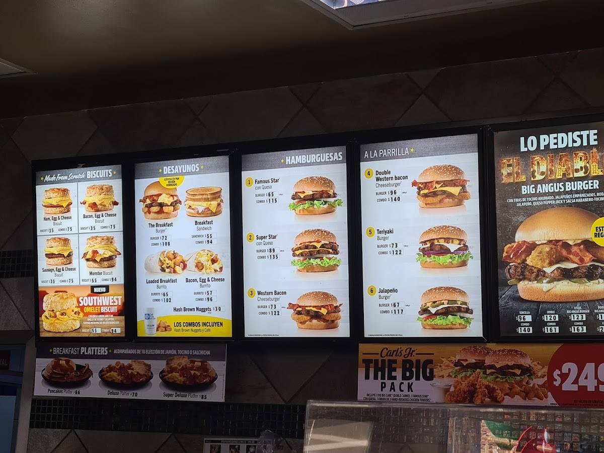 Menu at Carl's Jr restaurant, Nogales, Blvd. El Greco 45-int B06