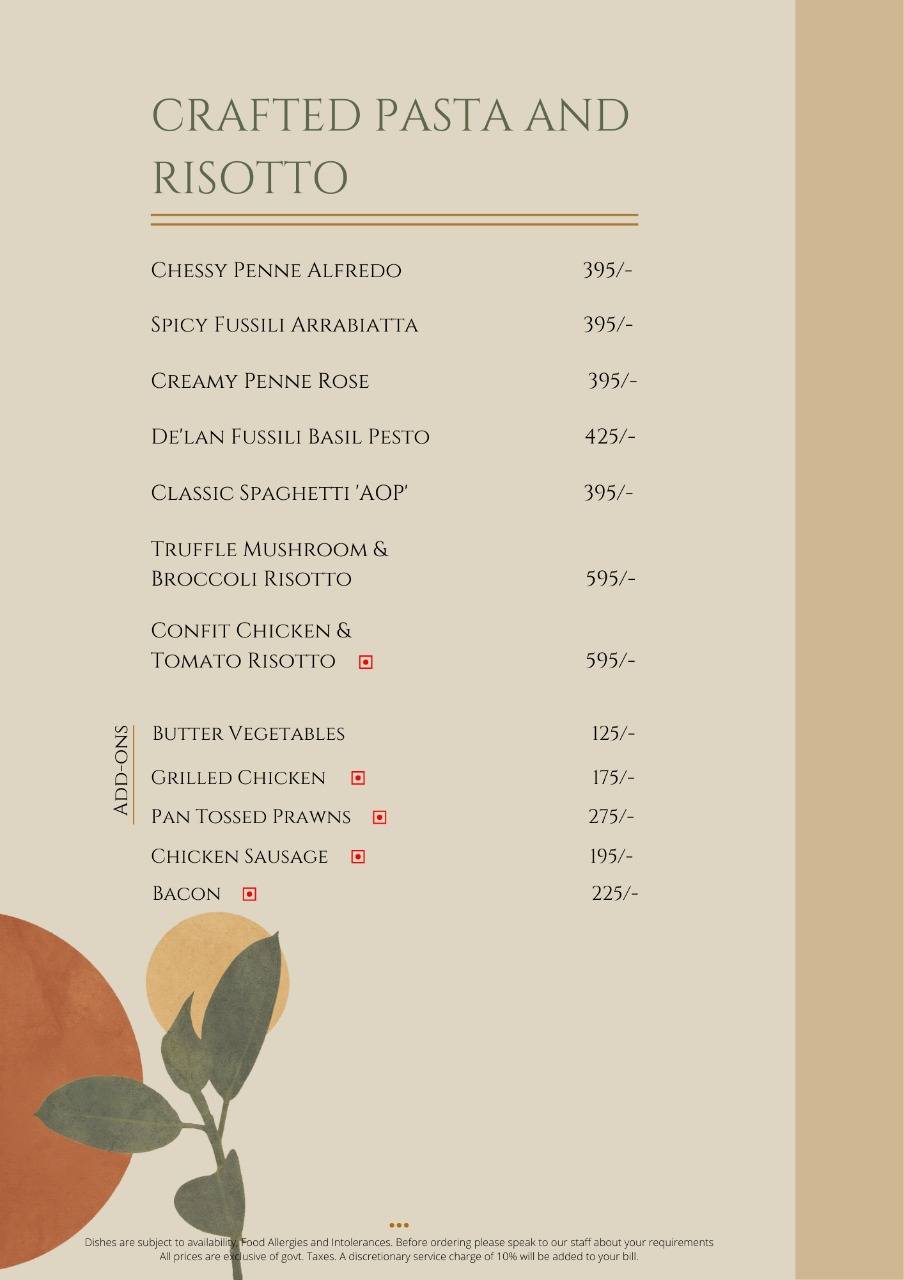 Menu at Cafe De'lan, Noida
