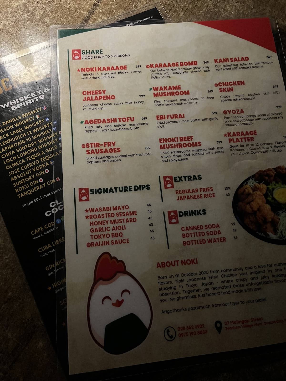 Carta del restaurante Noki Japanese Fried Chicken, Ciudad Quezon