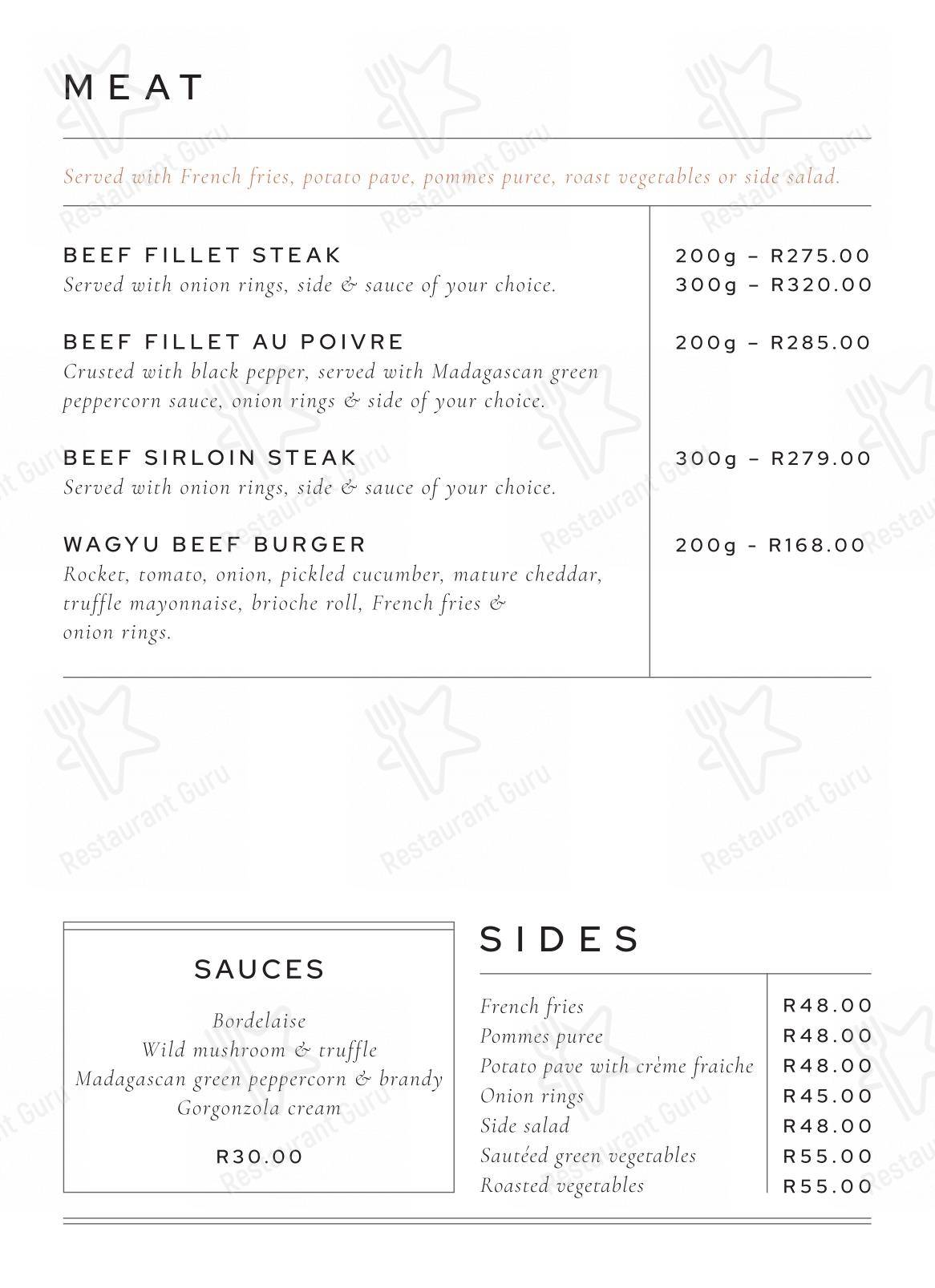 Menu bij Noop restaurant, Parel