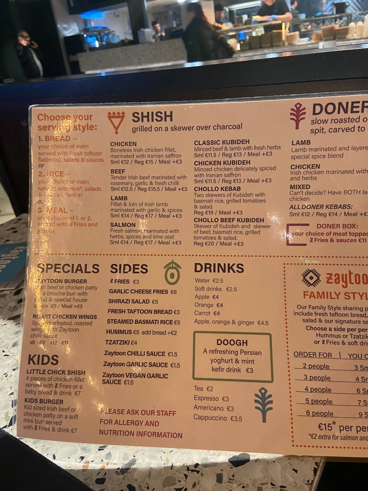 Menu at Noosh Bar & Events Venue, Dublin, Unit 8A