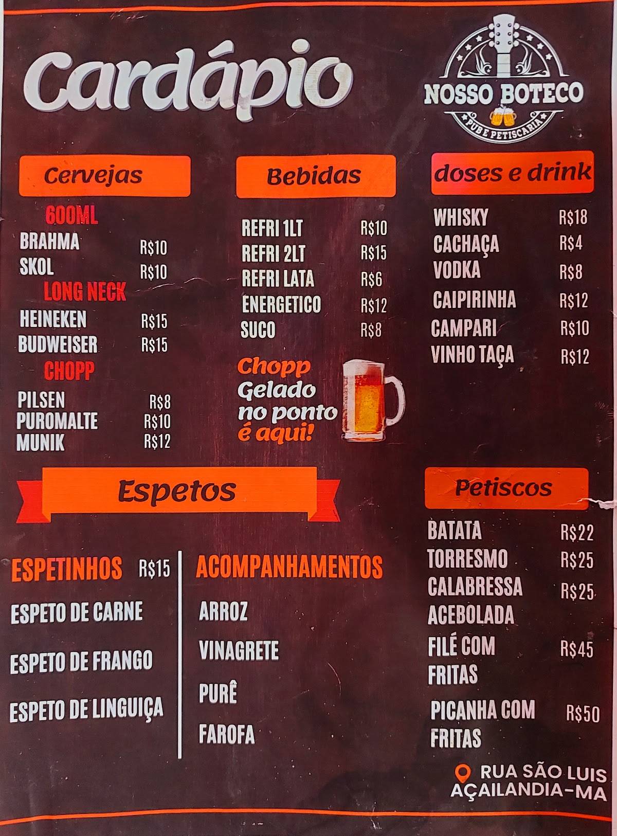Menu em Nosso Boteco - Choperia e Espetaria pub & Bar, Açailândia