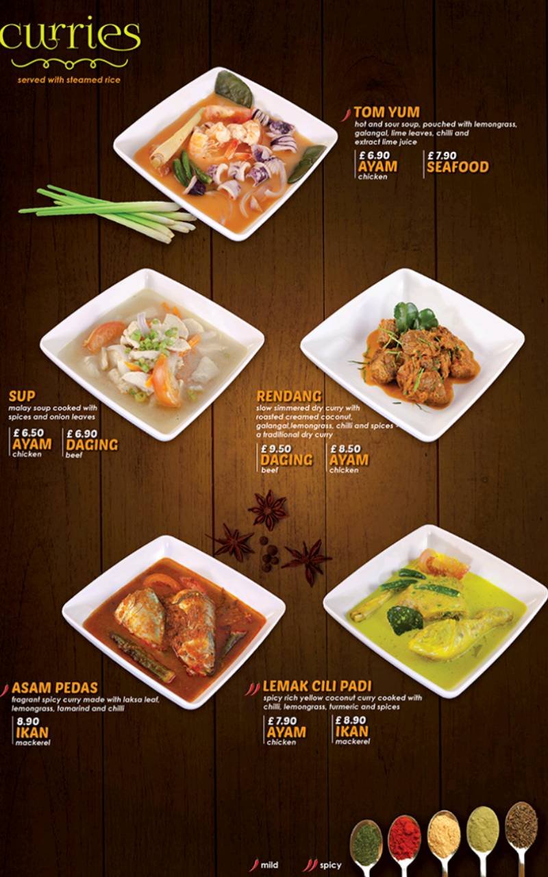 Menu at Nur Malaysia London restaurant, London