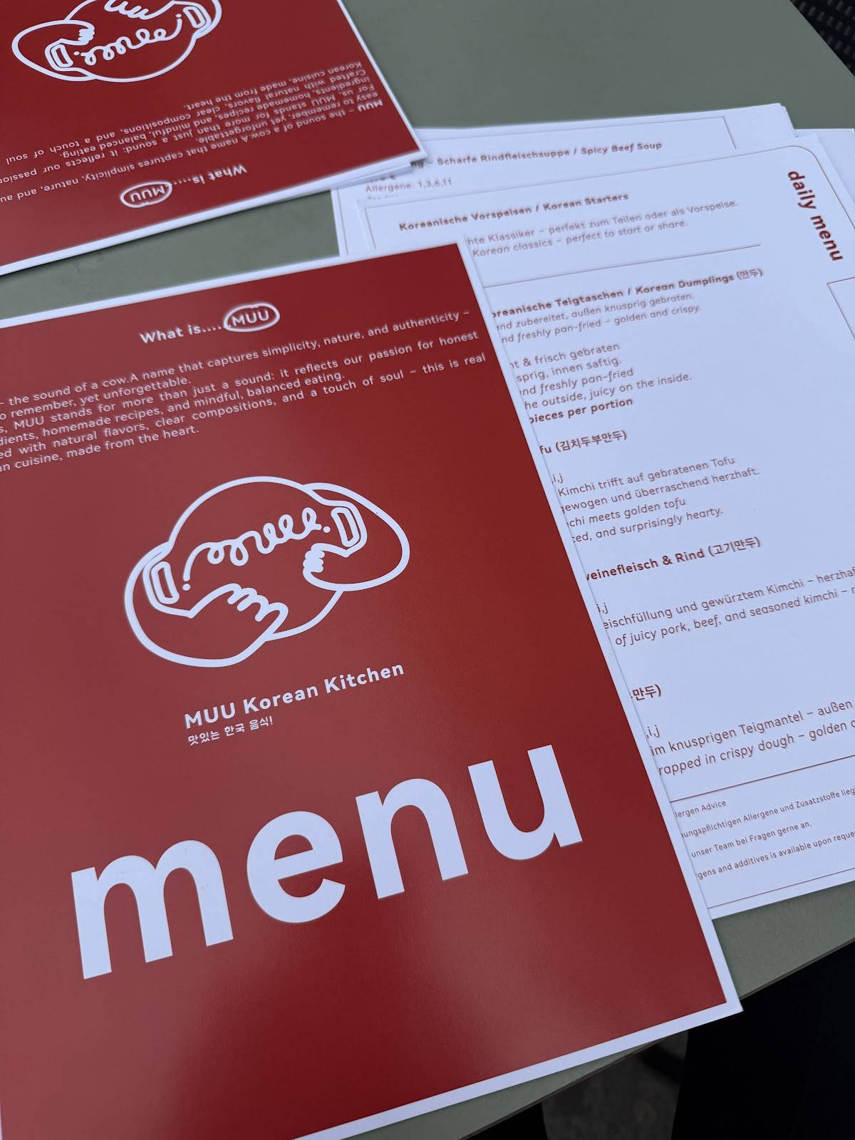 Speisekarte von MUU Korean Kitchen restaurant, Nürnberg