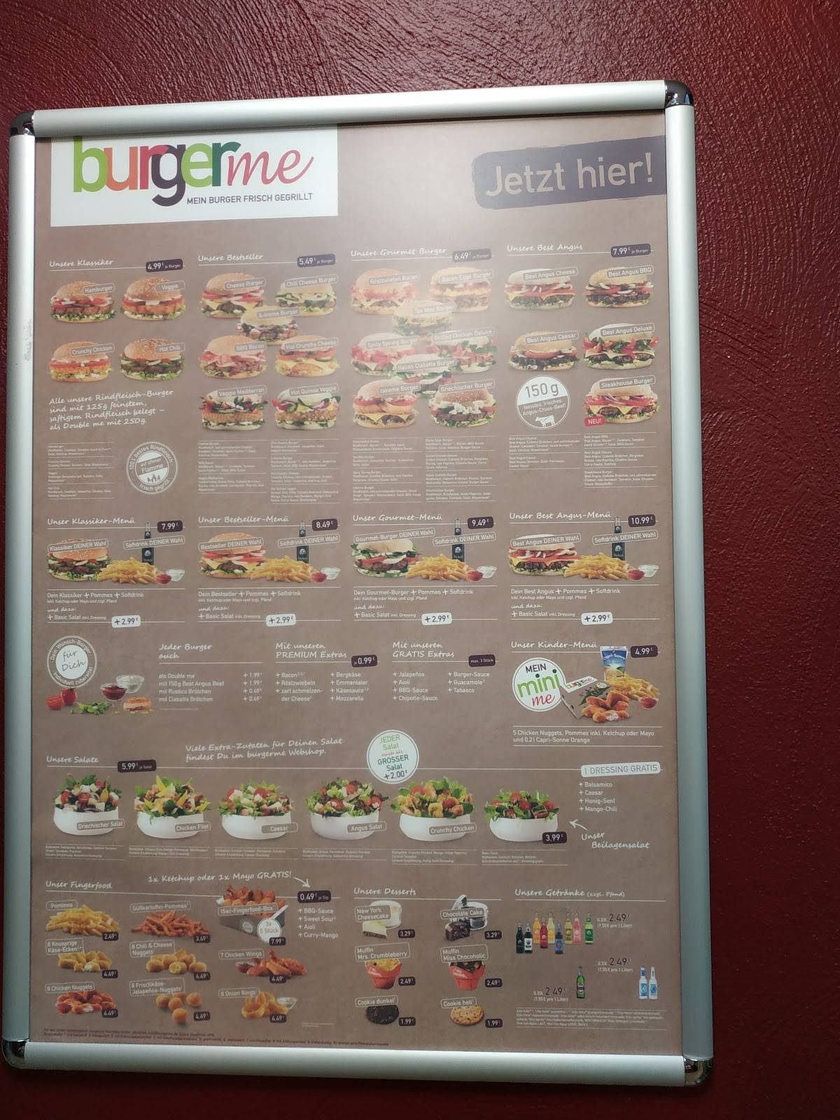 Speisekarte von burgerme fast Food, Nürnberg, Bucher Str. 35