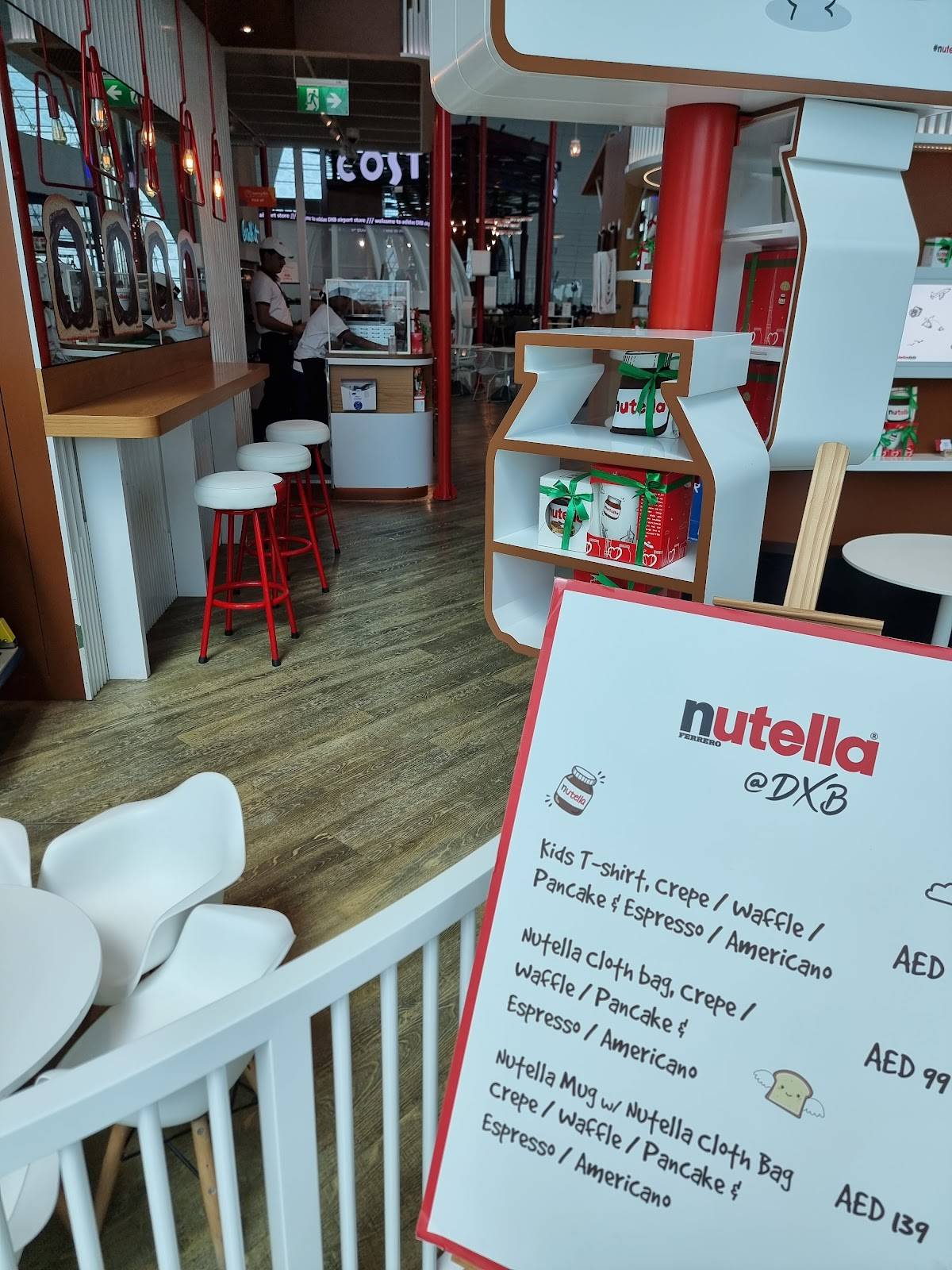Menu at Nutella Cafe @ Dubai Airport, UAE
