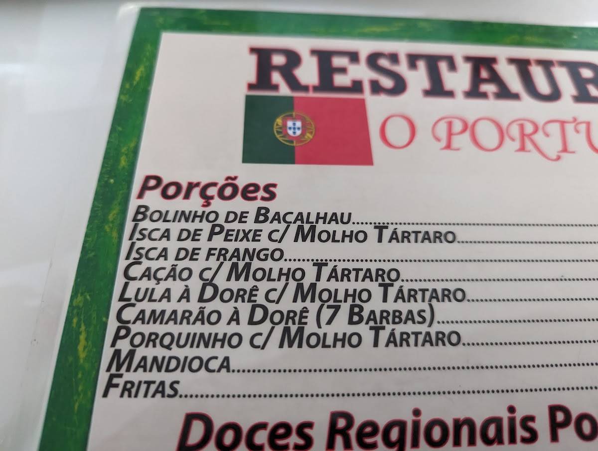 Menu em O Português restaurante, Peruíbe, Av. Padre Anchieta
