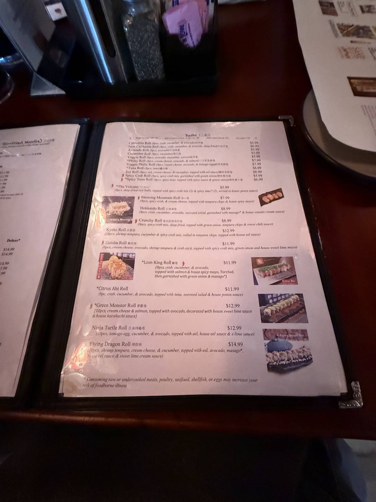 Menu at OMO Japanese Soul Food restaurant, Springfield