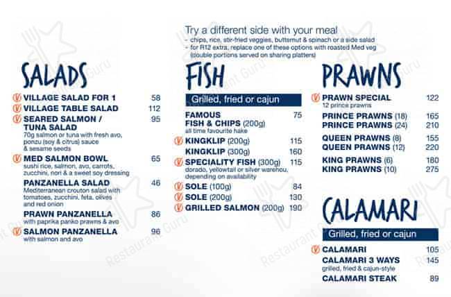 Menu at Ocean Basket Sunnypark restaurant, Pretoria, Sunnypark