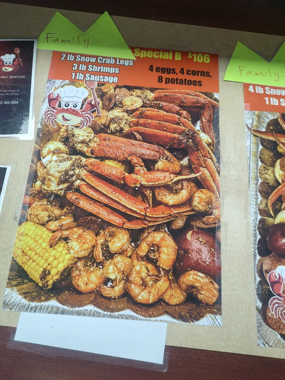 Menu at Ocean Bay Seafood restaurant, Kinston