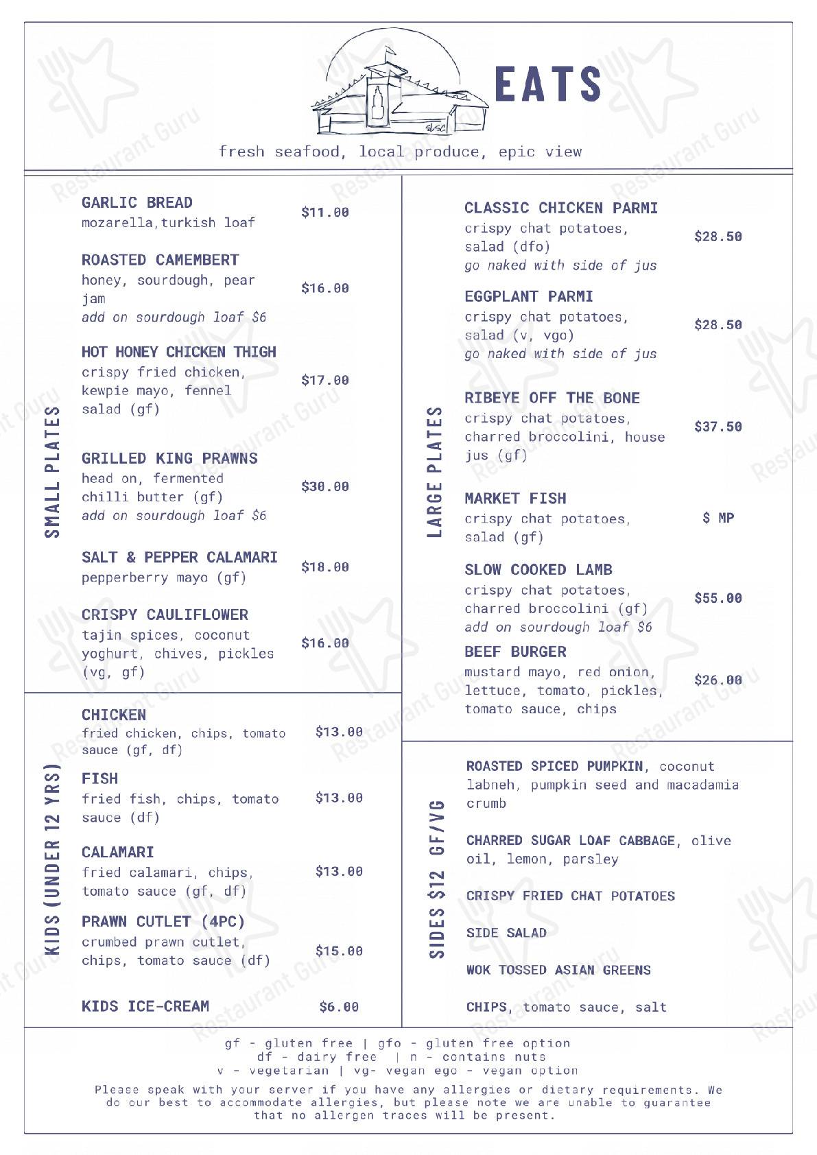 Menu at Ocean Bites restaurant, Banora Point