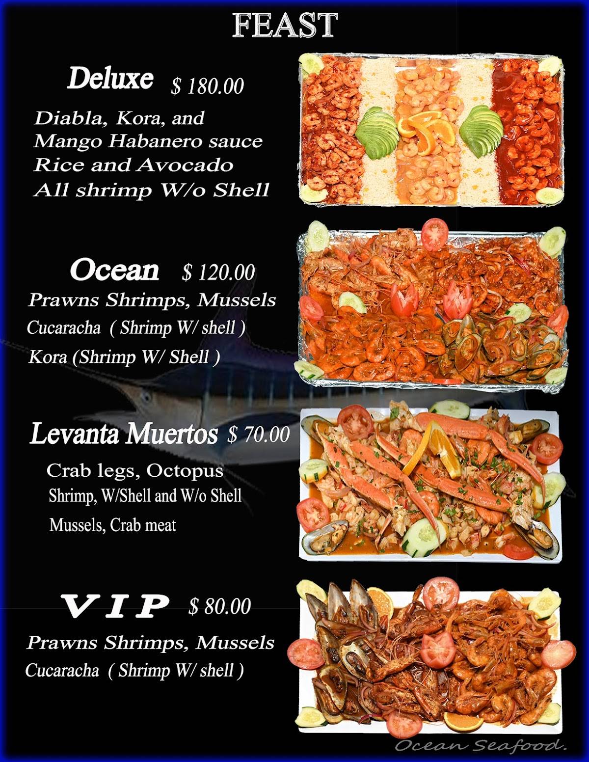Menu at Ocean Seafood restaurant, Lindenhurst