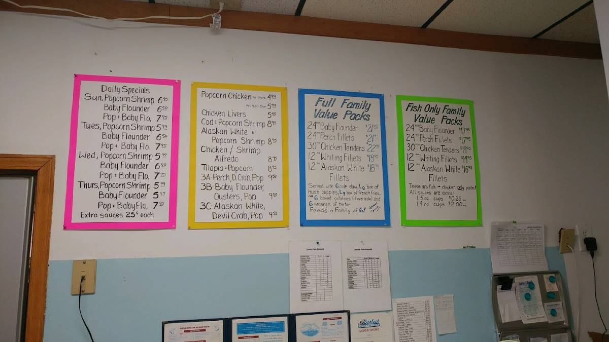 Menu at Ocean View Seafood restaurant, Lexington