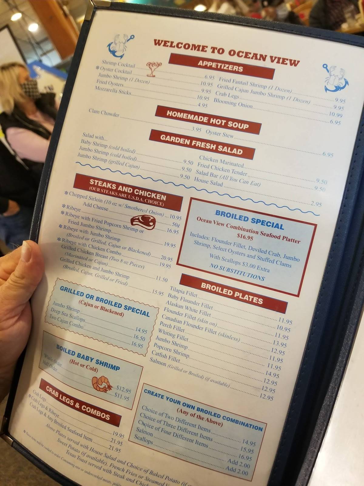 Menu at Ocean View Seafood restaurant, Lexington