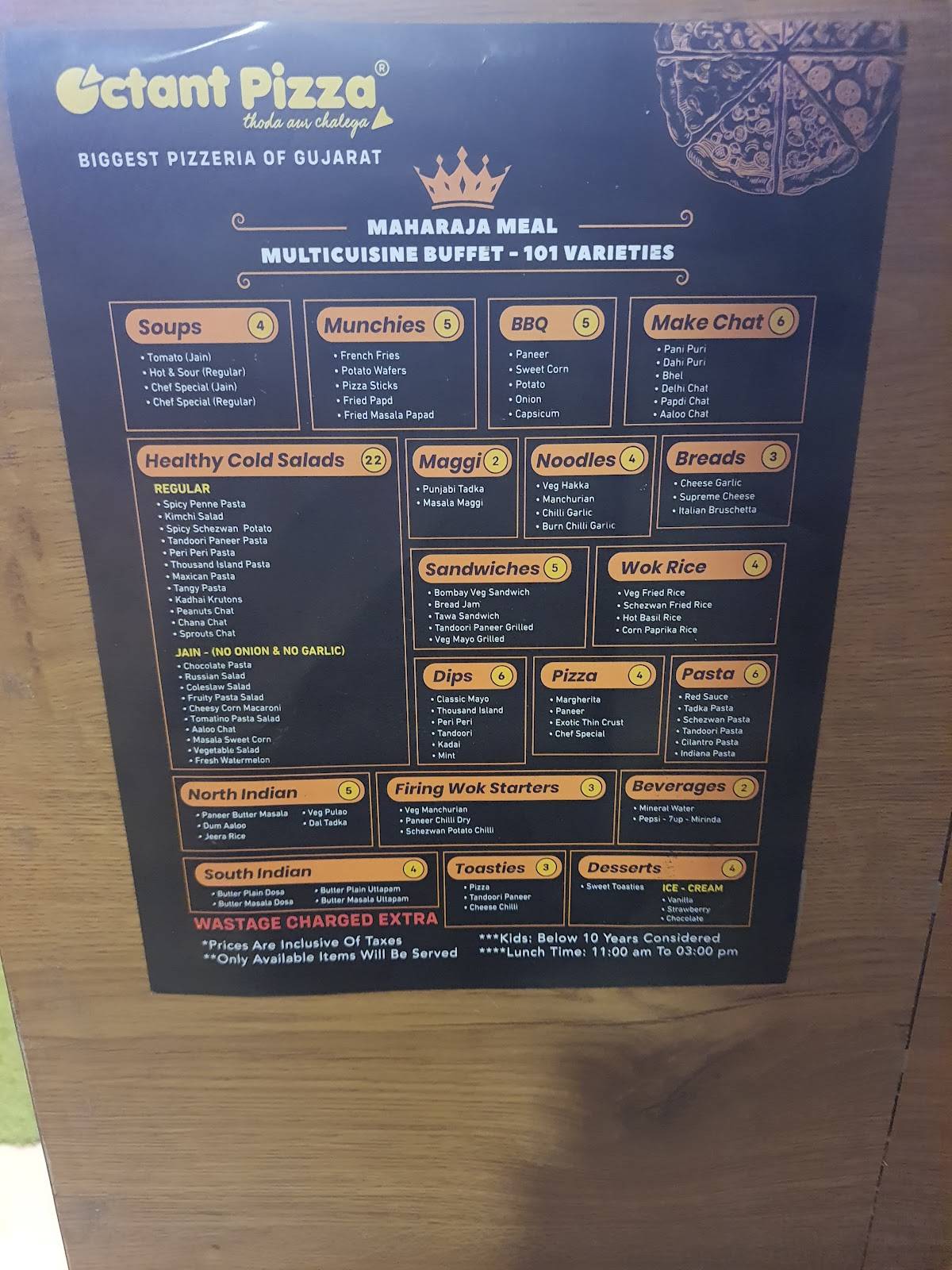 Menu at Ociant Pizza, Ahmedabad