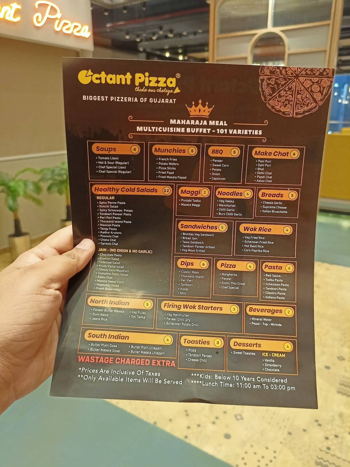 Menu at Ociant Pizza, Ahmedabad