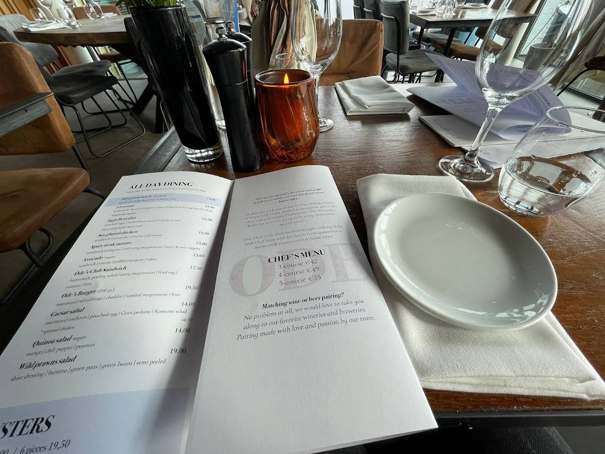 Menu at Ode aan de Amstel, Amsterdam