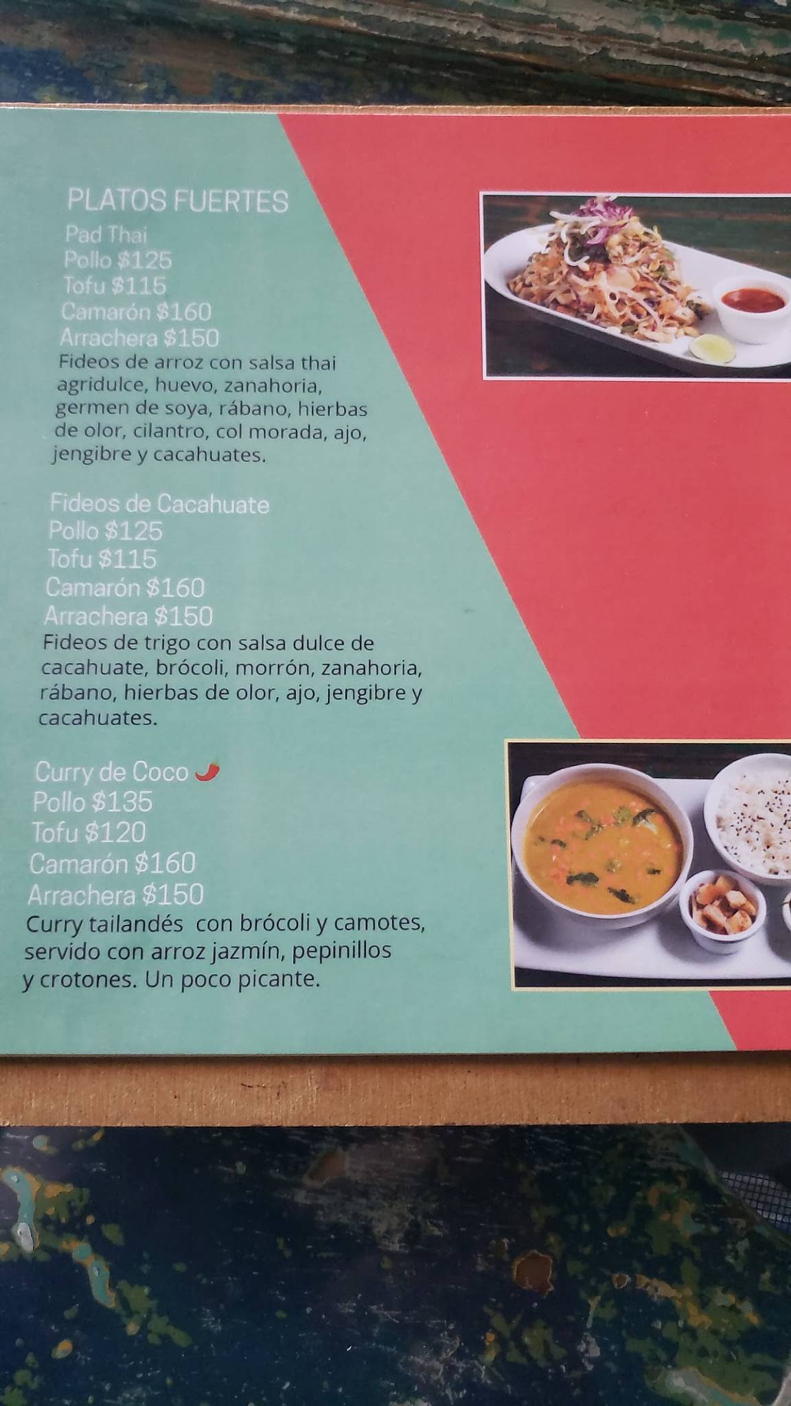 Menu at Oko Noodle Bar, San Miguel de Allende