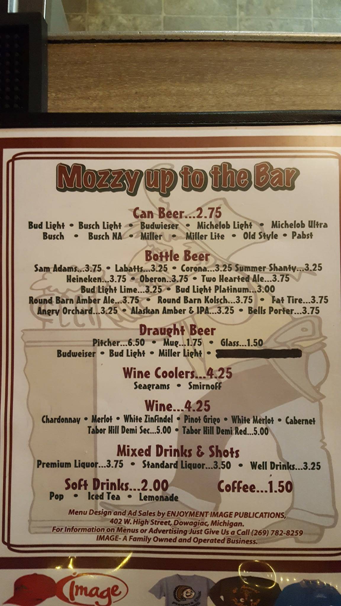 Menu at Old Tavern Inn pub & bar, Niles