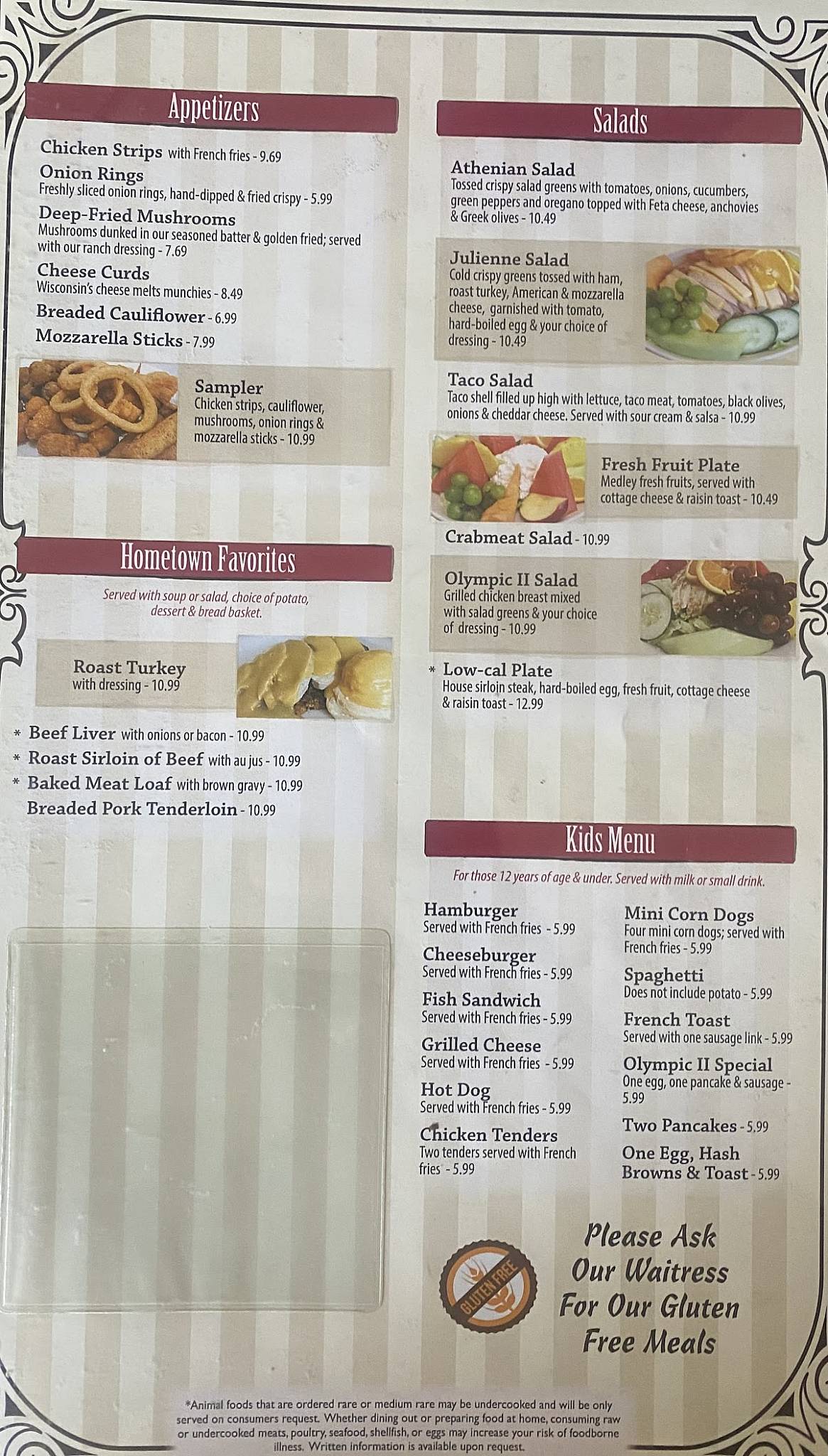 Menu at Olympic II Family Restaurant, Wisconsin Rapids, 8th St S